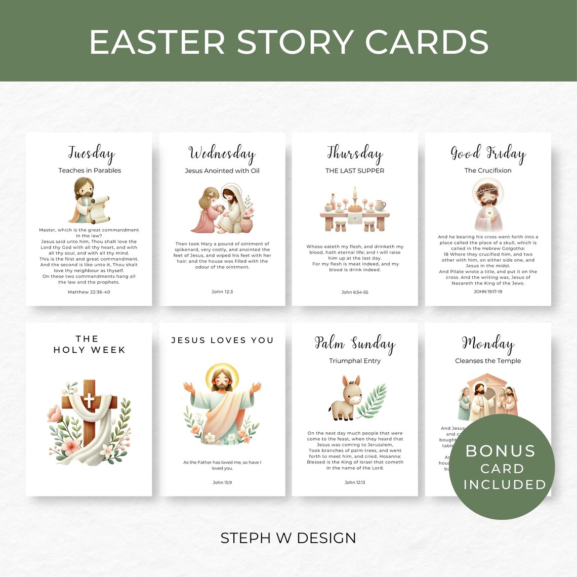Easter Story Cards for Kids, Christian Easter Cards Pack, Advent ...