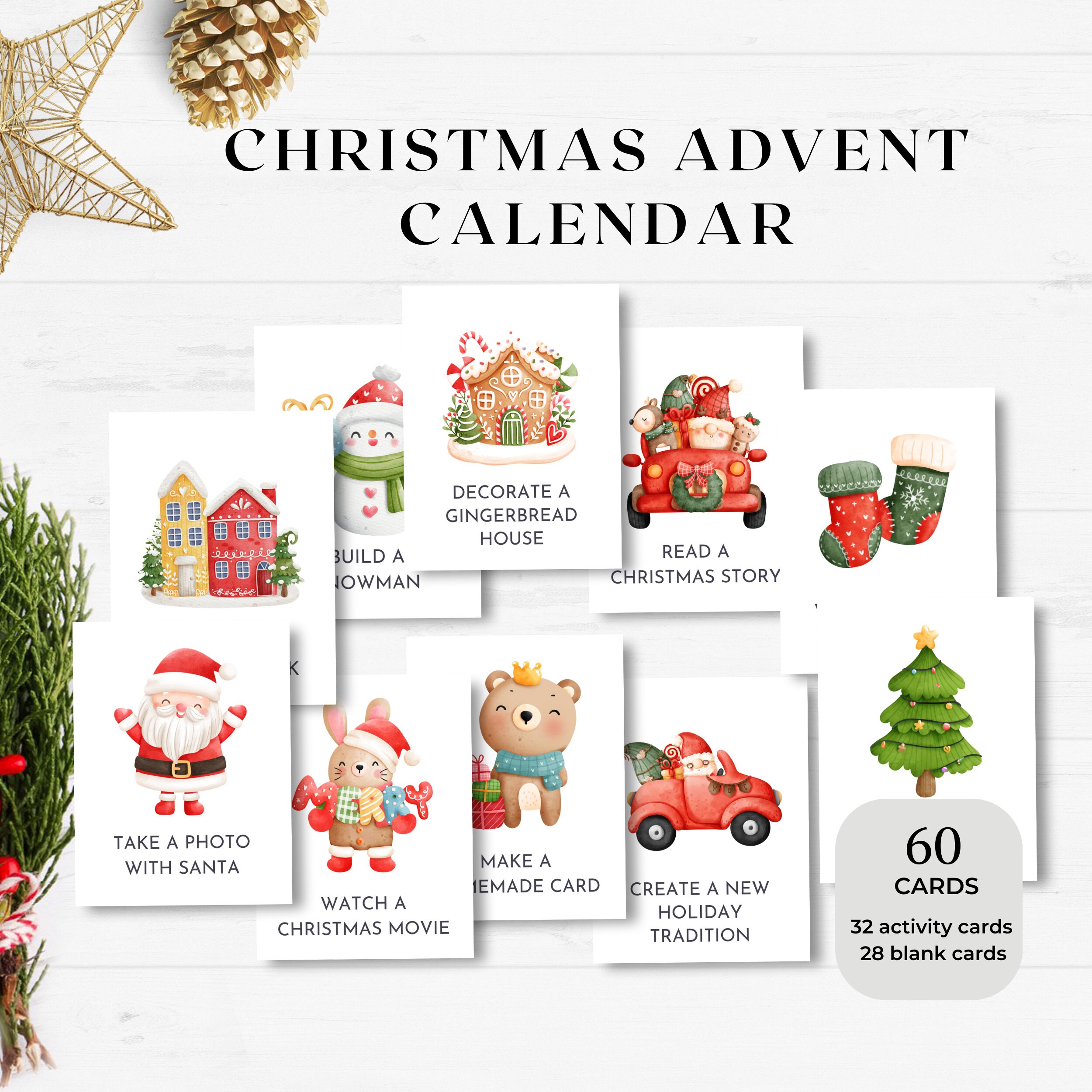 Kids Advent Cards | Christmas Activity | Instant Download | Digital ...