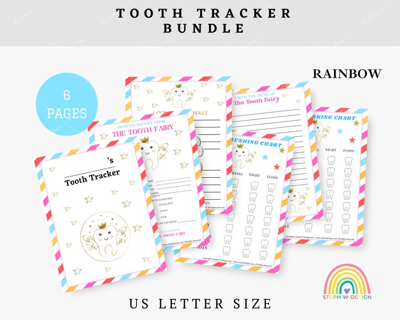 Tooth Tracker Bundle Printable, Baby Tooth Chart, Tooth Fairy Chart ...