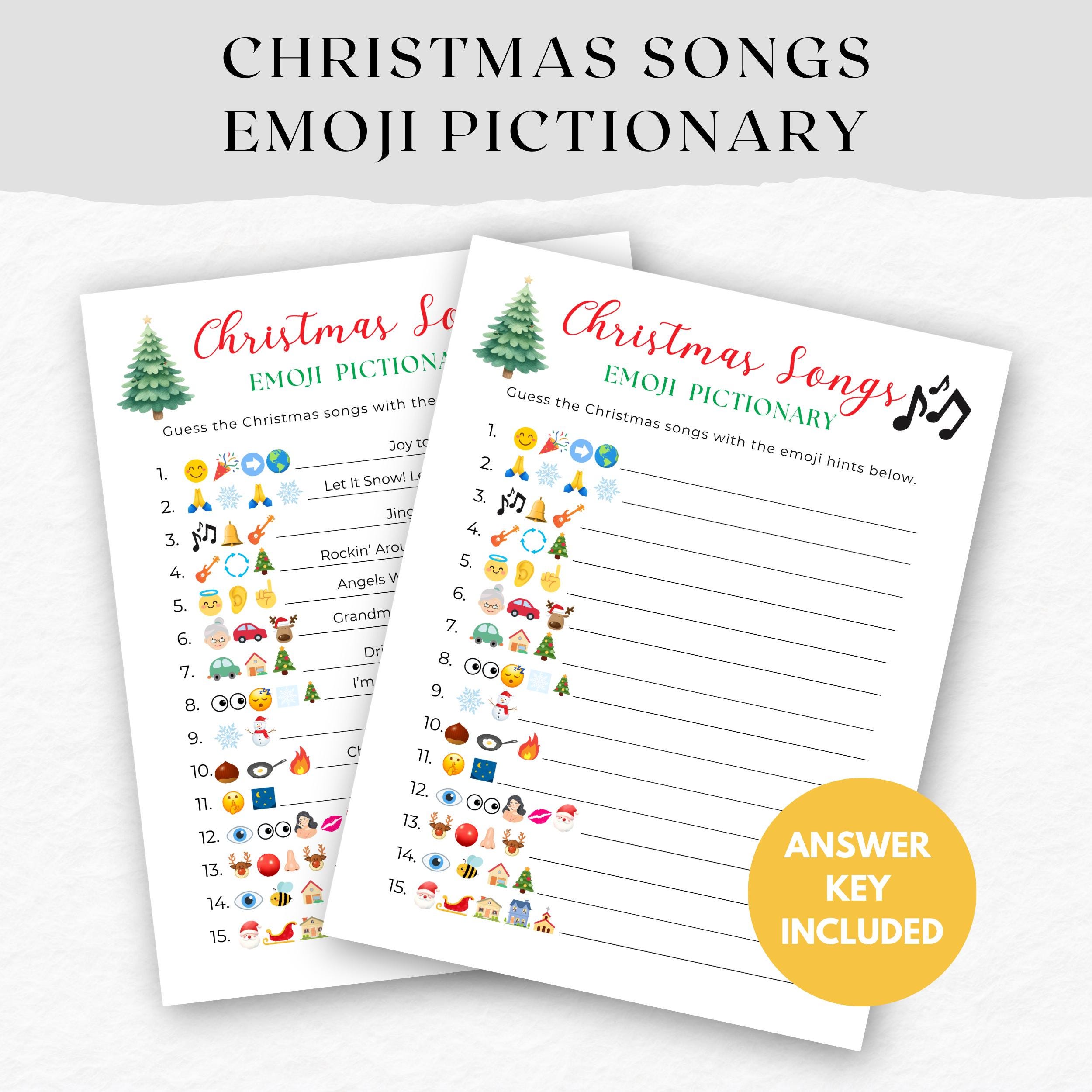 Christmas Emoji Pictionary Bundle, Kids & Adults, Christmas Songs ...