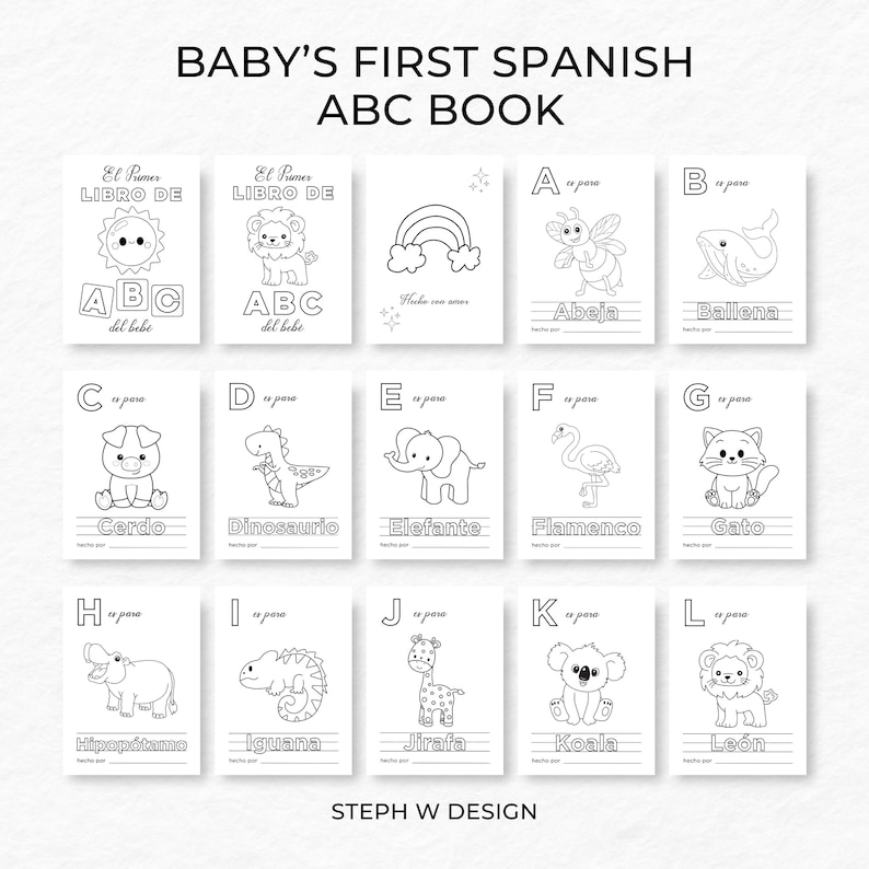 Printed 5x7 Spanish ABC Book, Baby's First ABC Book,baby Alphabet Book ...
