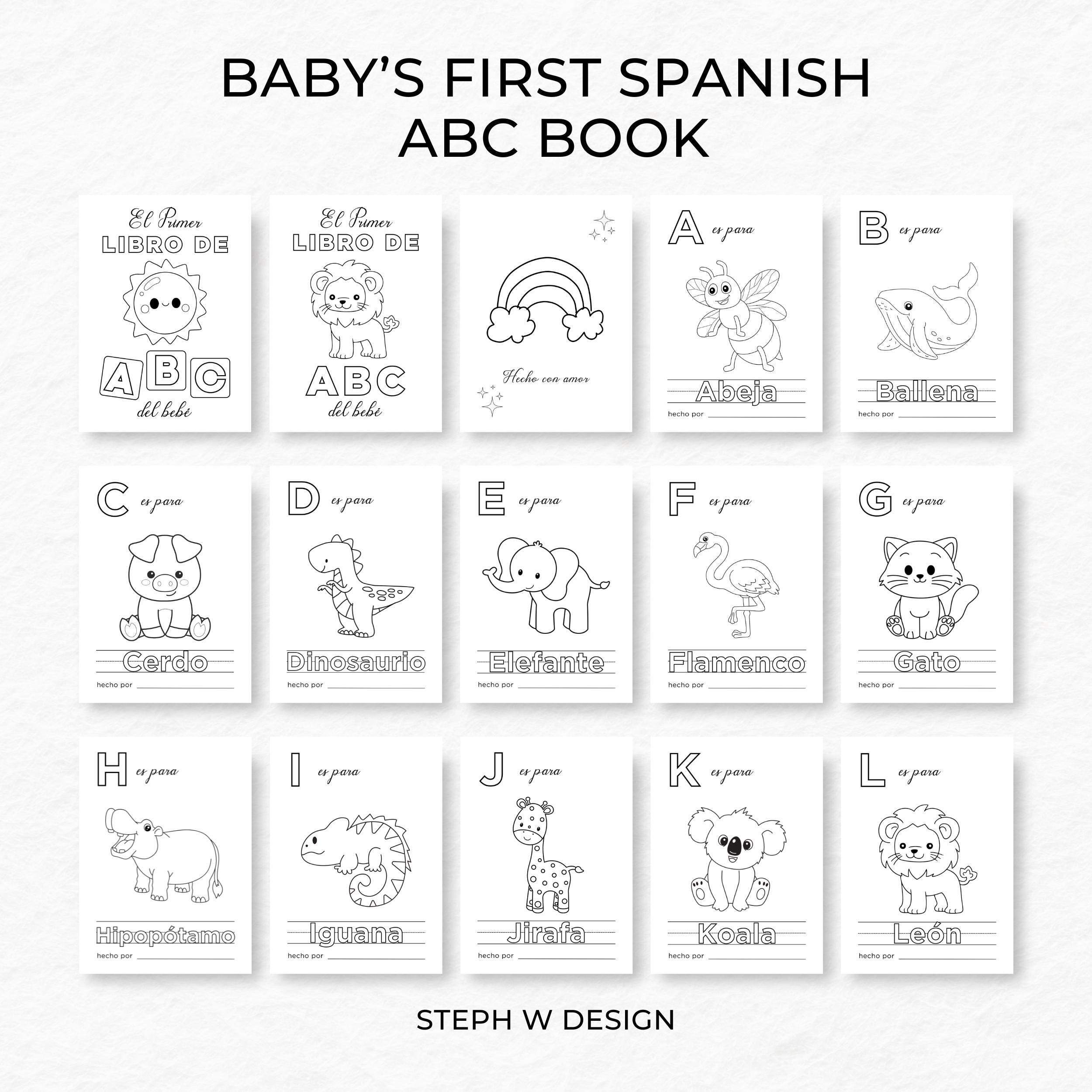Printed 5x7 Spanish ABC Book, Baby's First ABC Book,baby Alphabet Book ...