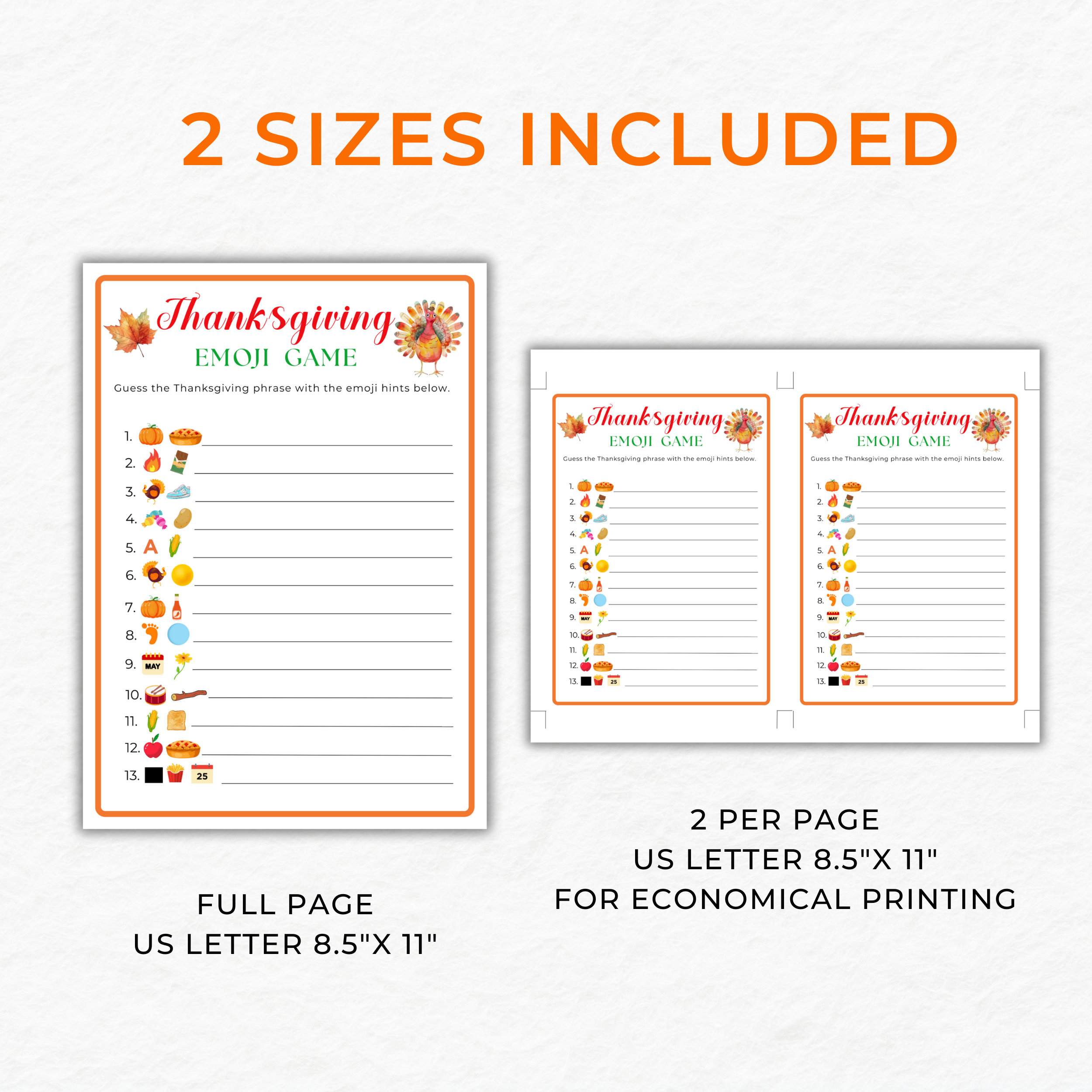 Thanksgiving Emoji Pictionary,thanksgiving Printable Game,thanksgiving ...