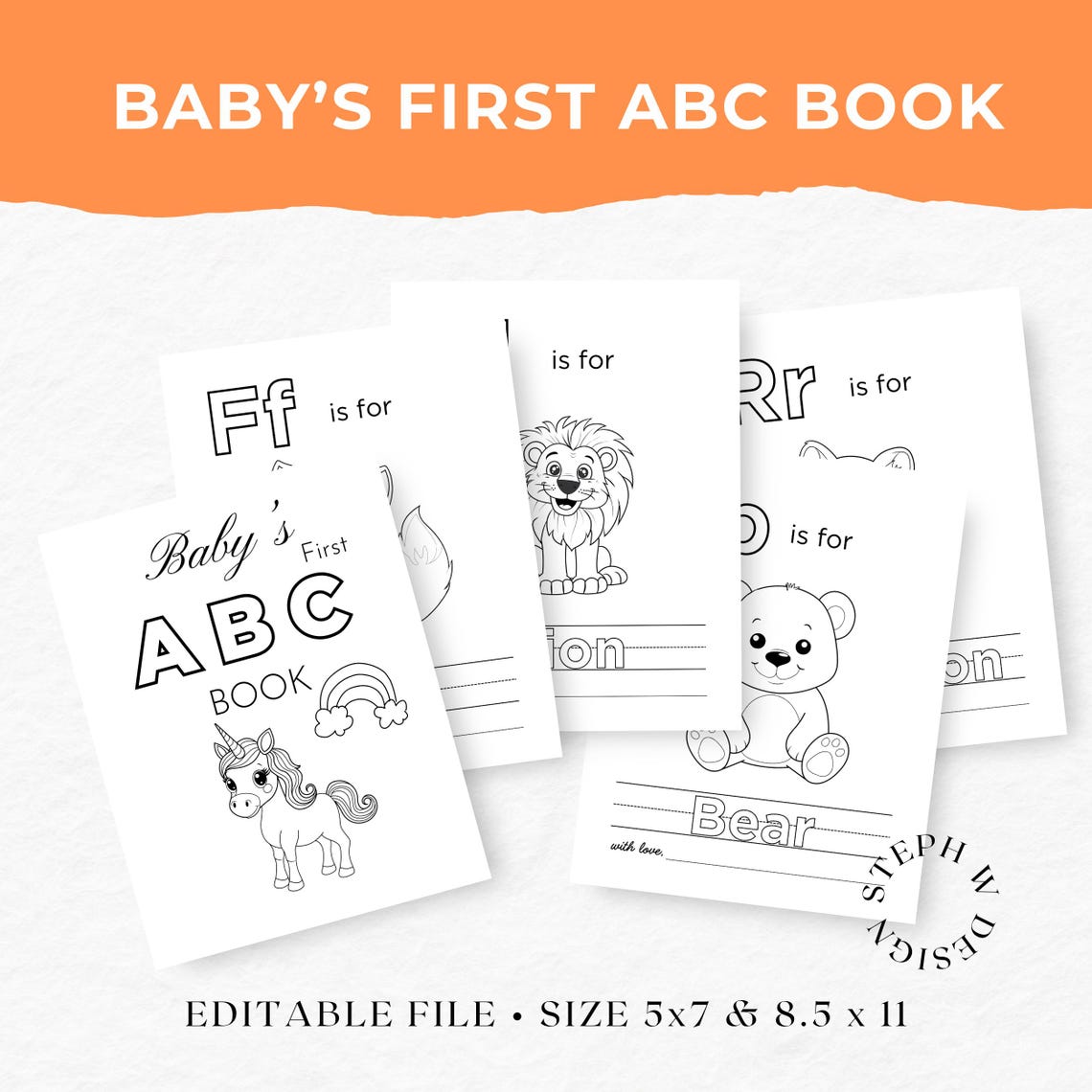 Baby Shower Abc Book Baby Shower Game Baby Alphabet Book Printable ...