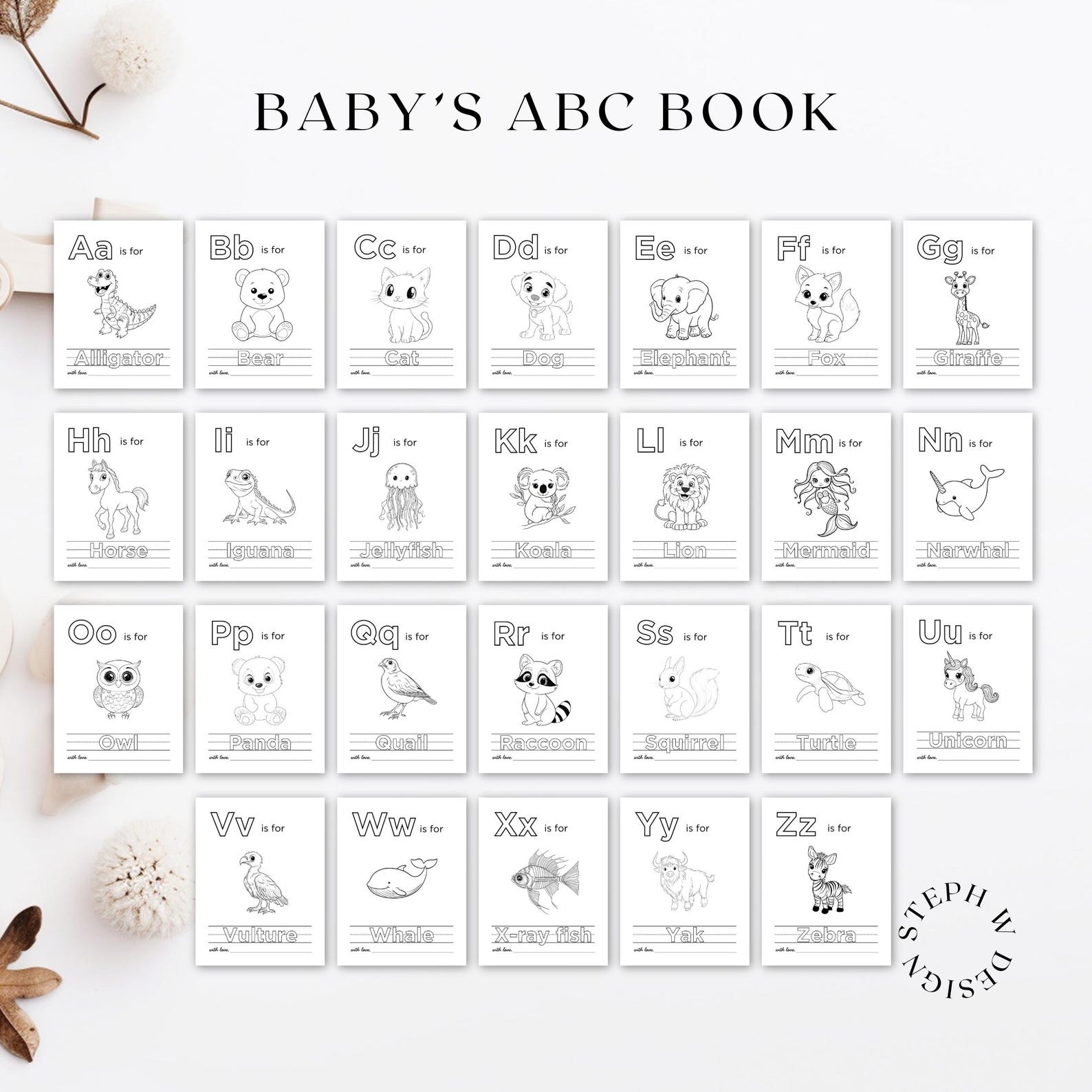 Baby Shower Abc Book | Baby Shower Game | Baby Alphabet Book ...