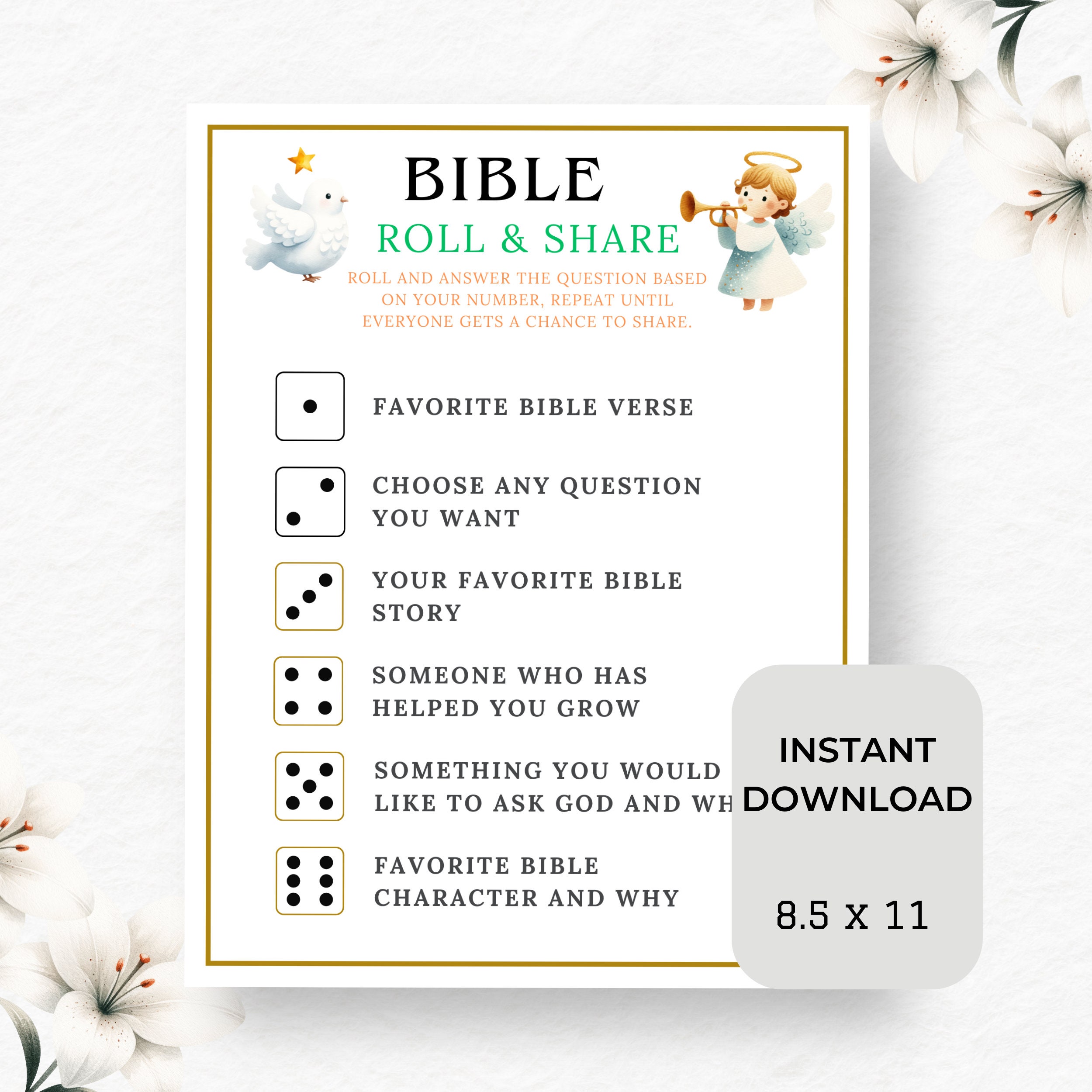Christmas Bible Games, Bible Roll & Share Game, Printable Christmas ...