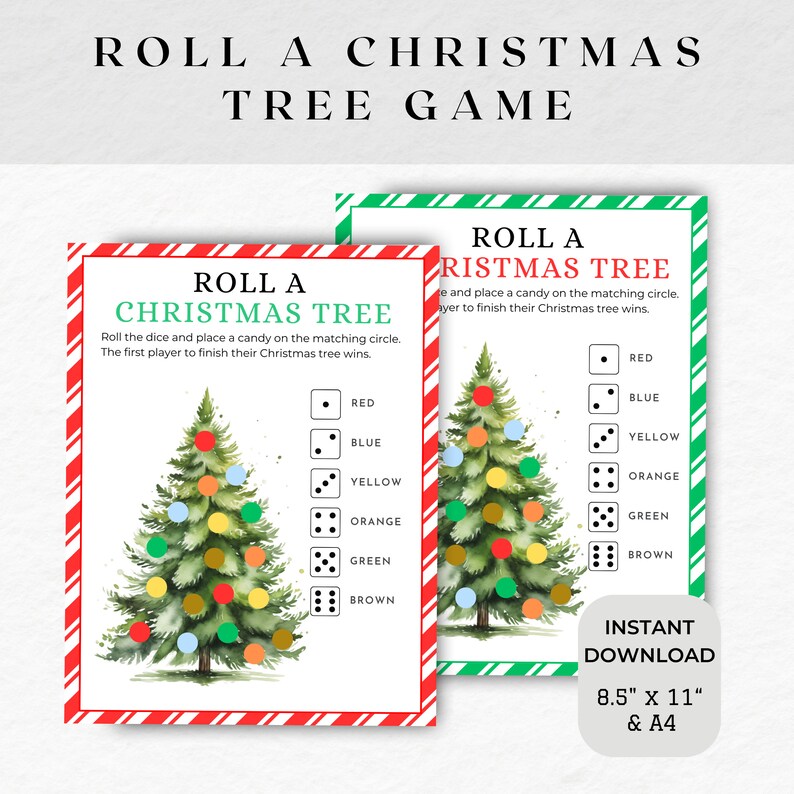 Roll A Tree Dice Game, Printable Christmas Game, Christmas Kids ...