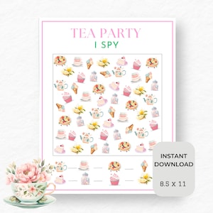 Printable Tea Party I Spy Game , Tea Party Activity, Tea Party Birthday ...