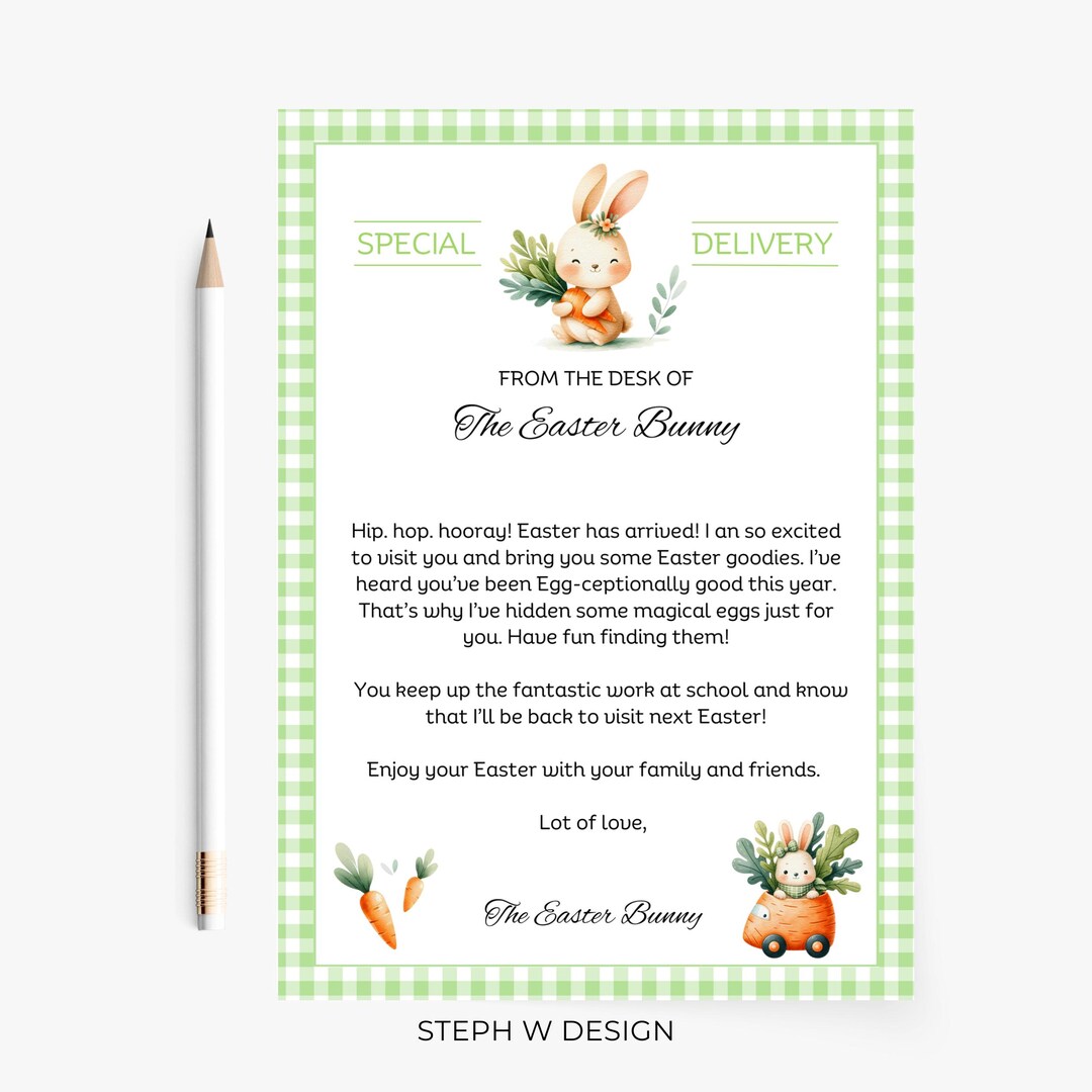 Easter Bunny Letter, Letter From Easter Bunny, Printable Easter Letter ...