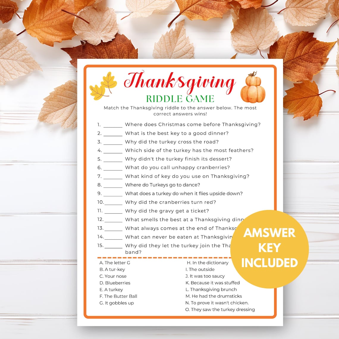 Thanksgiving Riddle Game, Thanksgiving Printables, Thanksgiving Games ...
