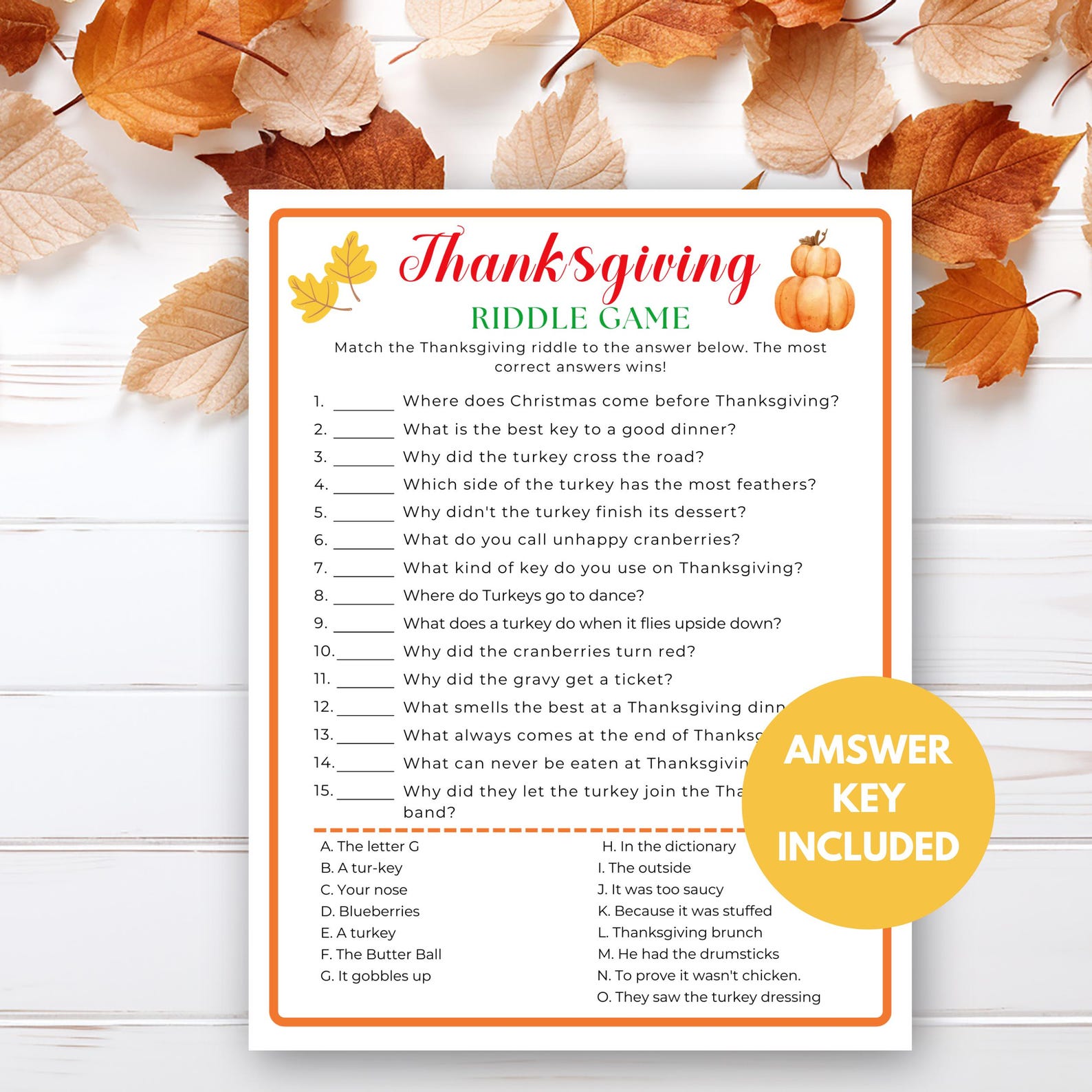 Thanksgiving Riddle Game, Thanksgiving Printables, Thanksgiving Games ...