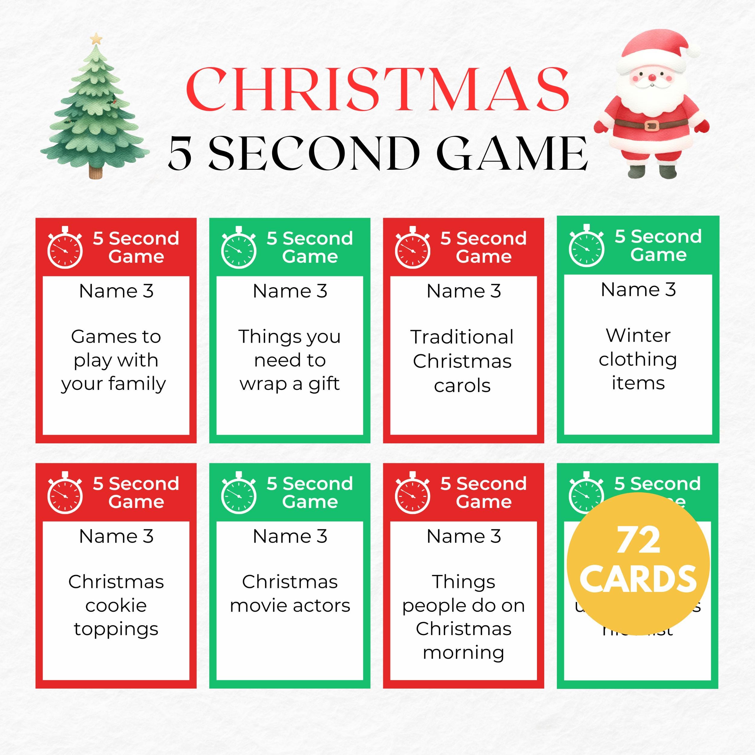 Christmas 5-second Game | Printable Christmas Game | Family Party Game ...