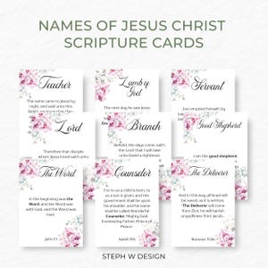 Names of Jesus Scripture Cards, Printable Bible Verses, Christian ...