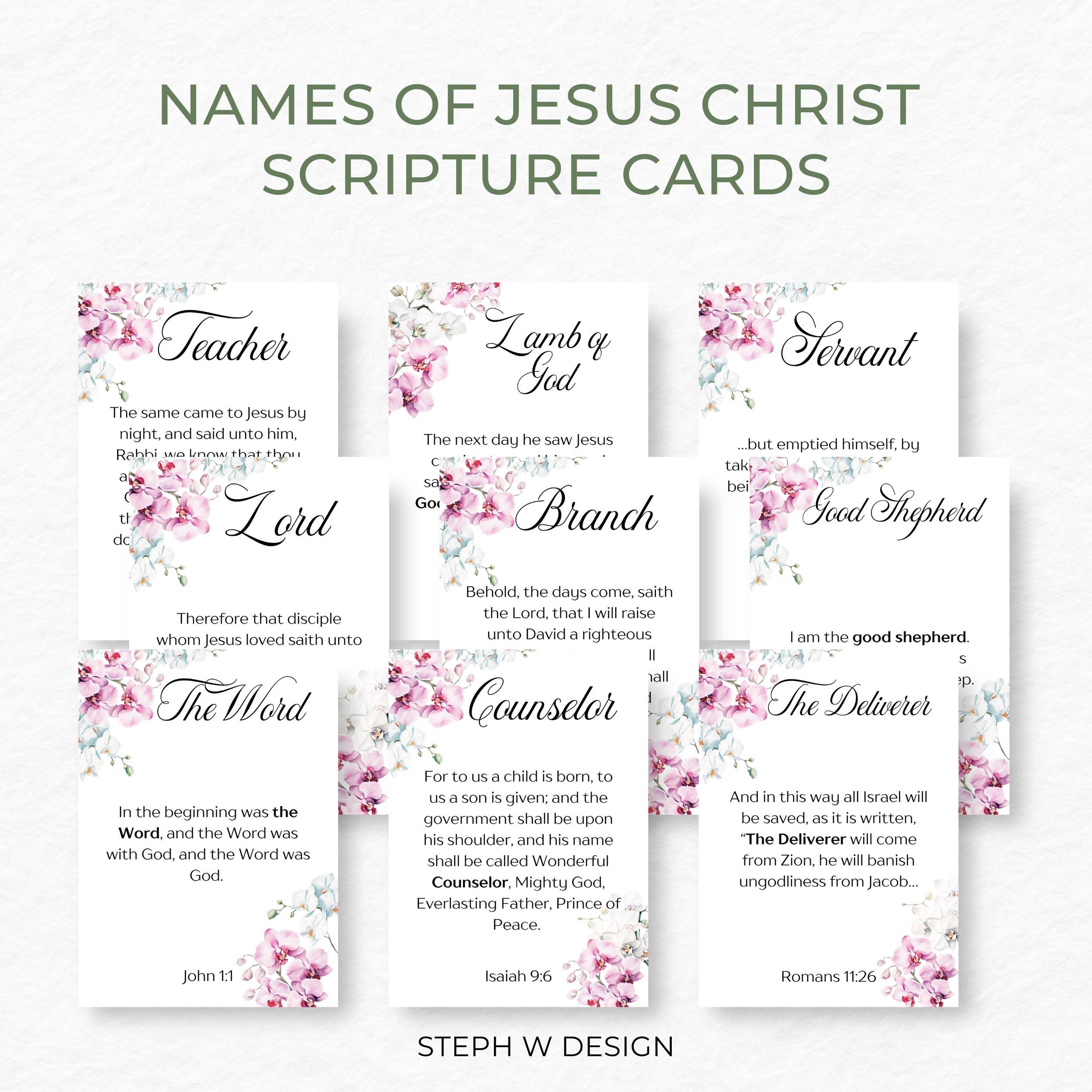 Names of Jesus Scripture Cards, Printable Bible Verses, Christian ...