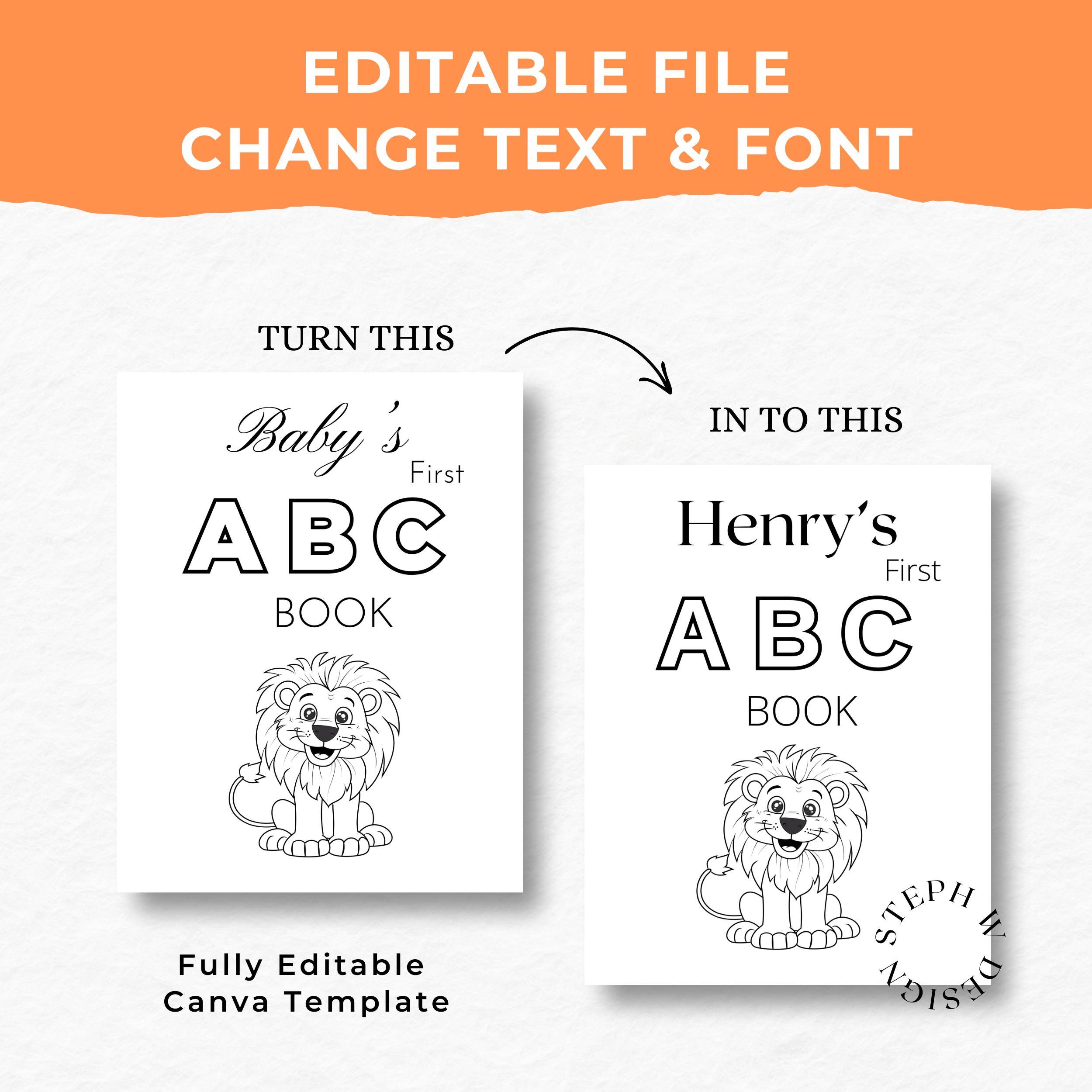 Editable Baby Shower ABC Book,first Alphabet Book,baby's First ABC Book ...