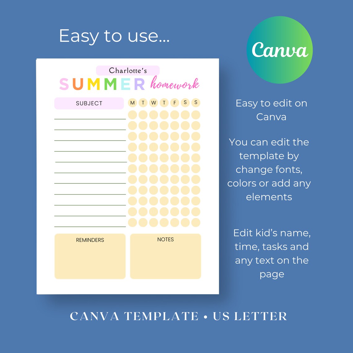 Printable Editable Summer Calendar 2024, Kid Summer Schedule, Summer ...