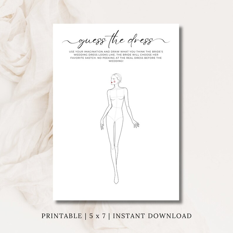 Printable Guess the Dress Bridal Shower Game,rustic Wedding Shower Game ...