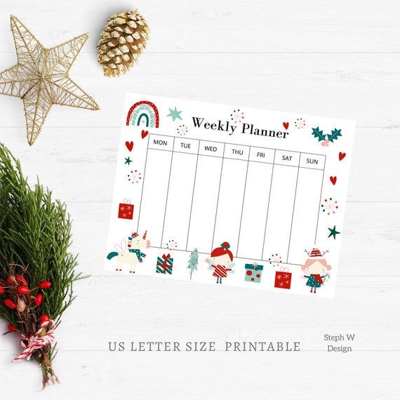 Kids Weekly Planner Printable Weekly Planner Christmas Daily - Etsy