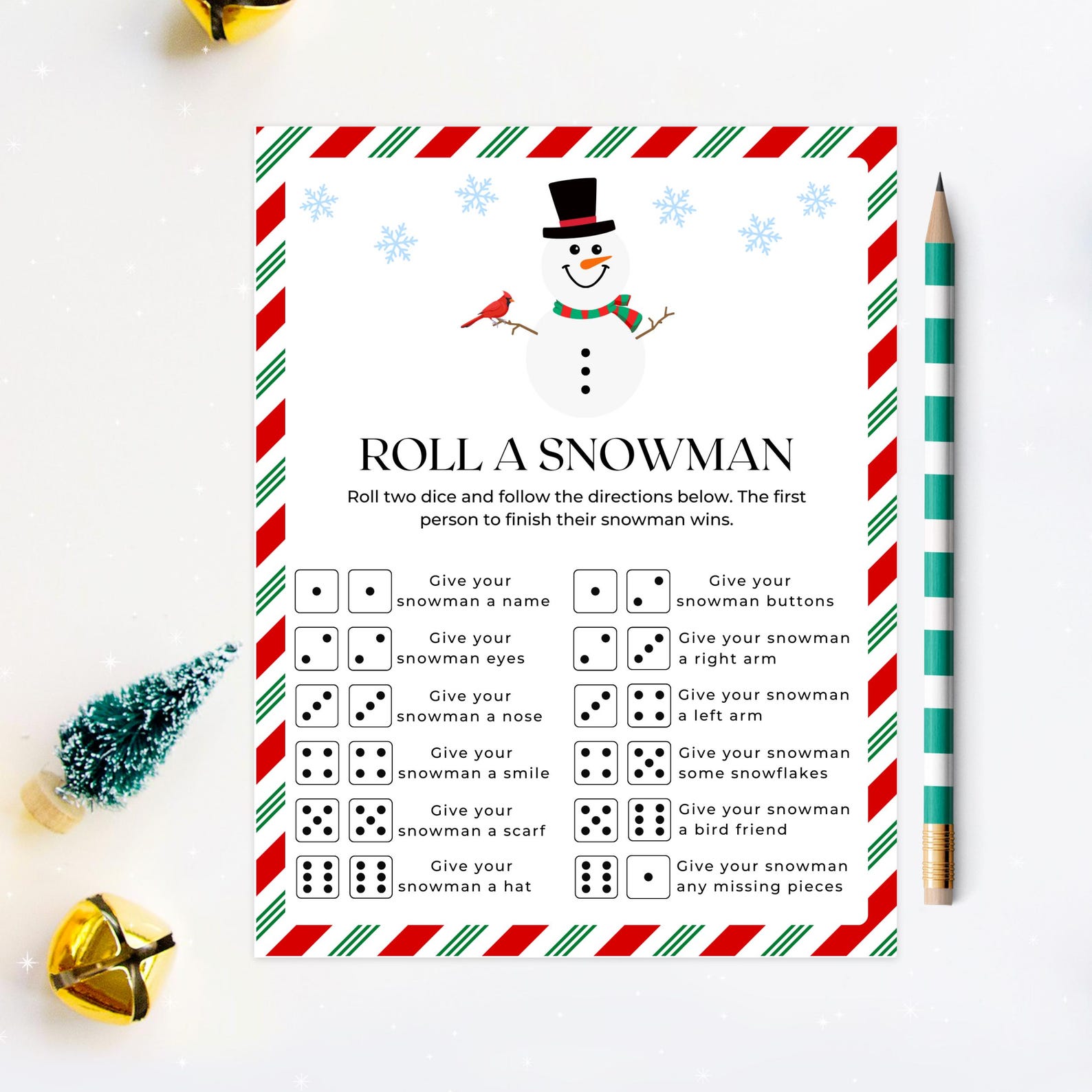 Roll A Snowman Game | Printable Christmas Game for Kids | Build A ...