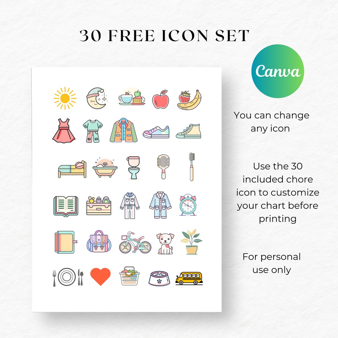 Editable Chore Chart, Visual Schedule for Kids, Personalized Daily ...