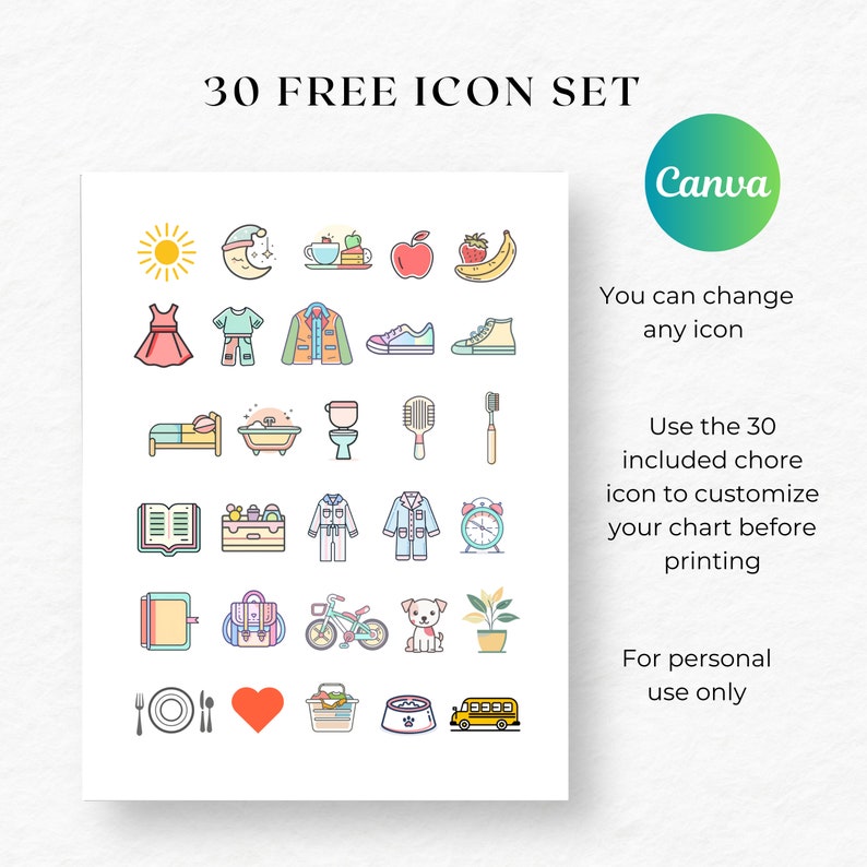 Editable Chore Chart, Visual Schedule for Kids, Personalized Daily ...