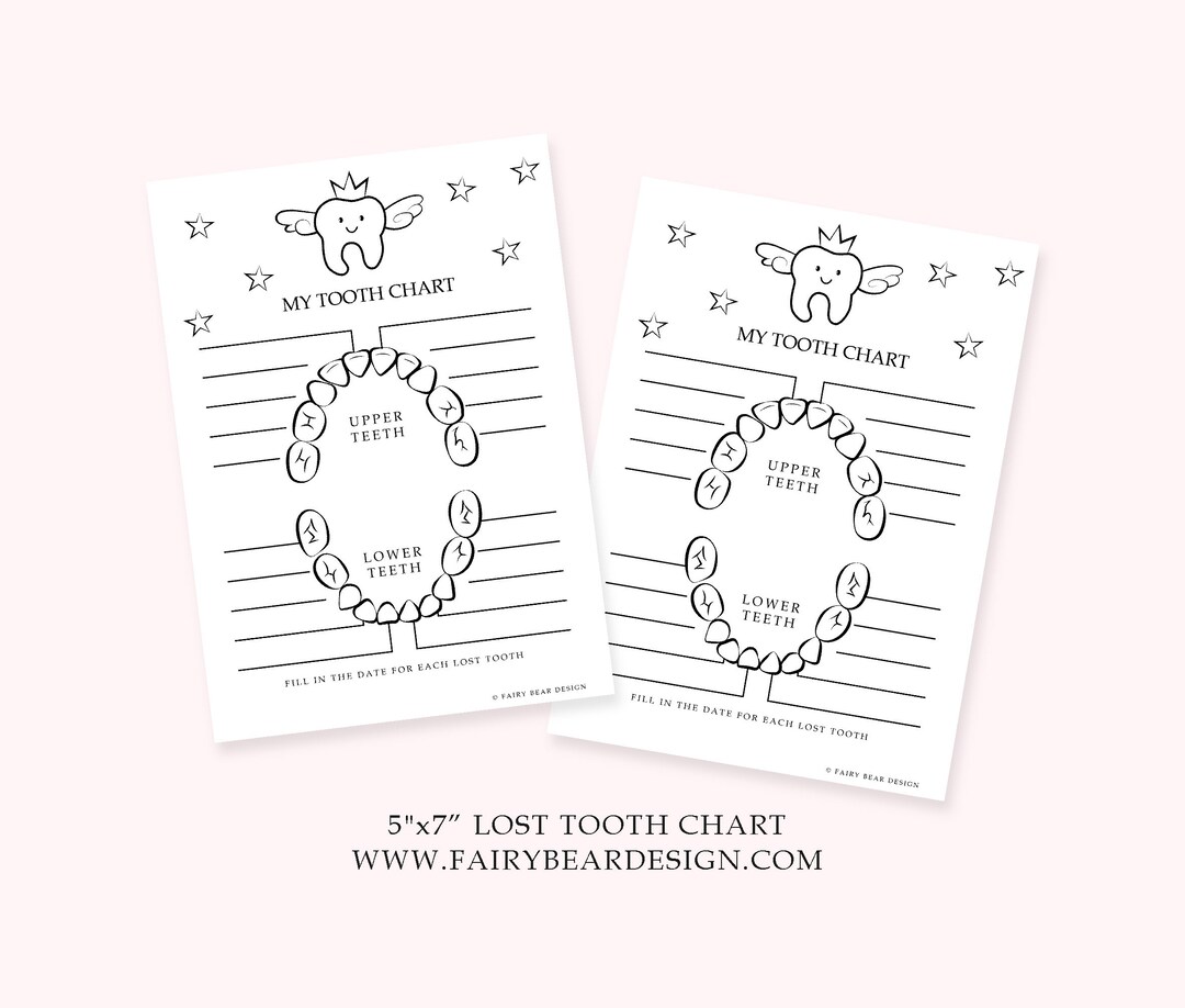 PRINTED Black and White Lost Tooth Chart - 5 X 7 – Tooth Fairy Gifts ...
