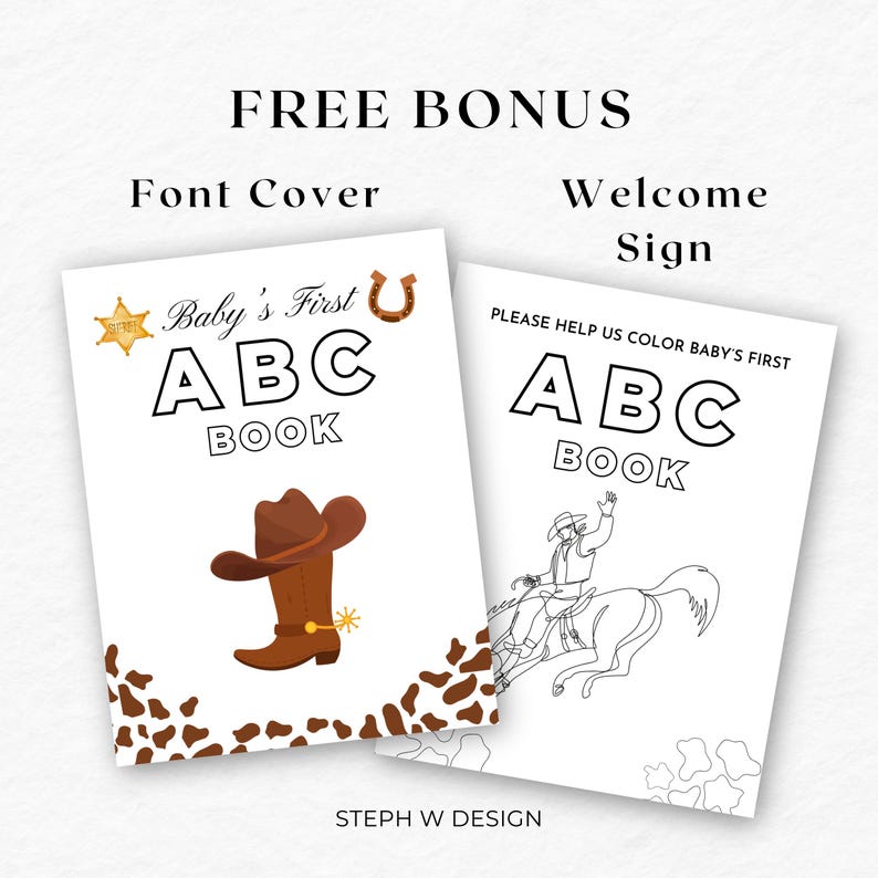 Western Cowboy ABC Coloring Book, Cowboy Baby Shower, Printable Cowboy ...