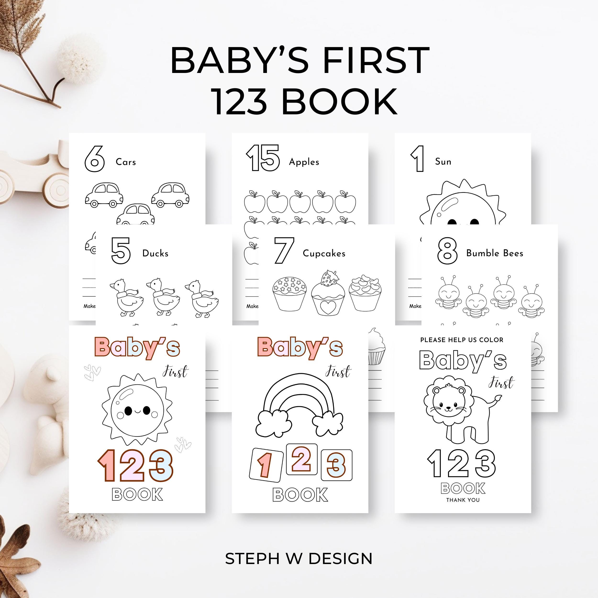 Baby Shower 123 Book, Baby's First Coloring Book,printable Baby Shower ...
