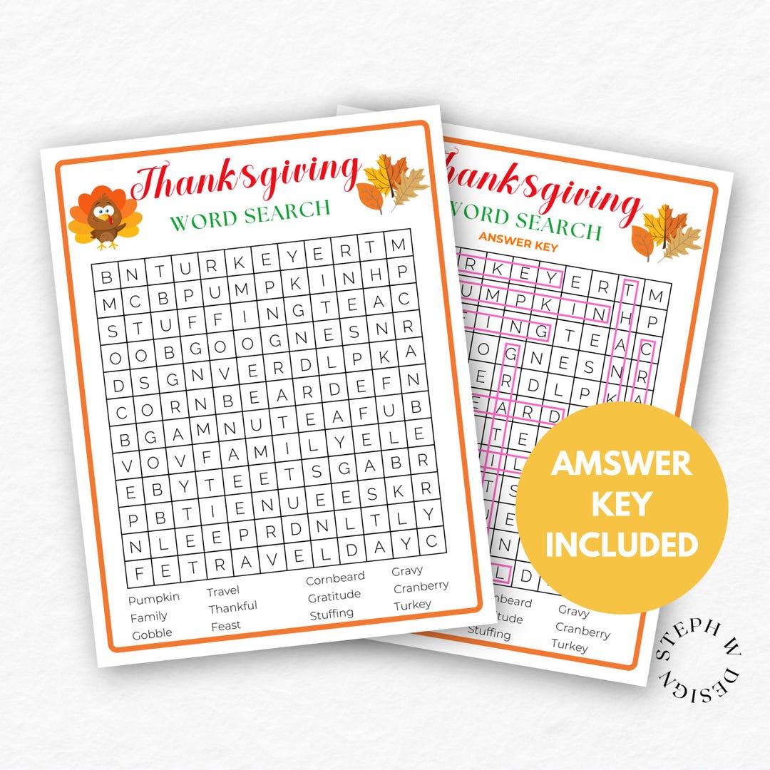 Thanksgiving Word Search Game, Thanksgiving Printable Game,thanksgiving ...