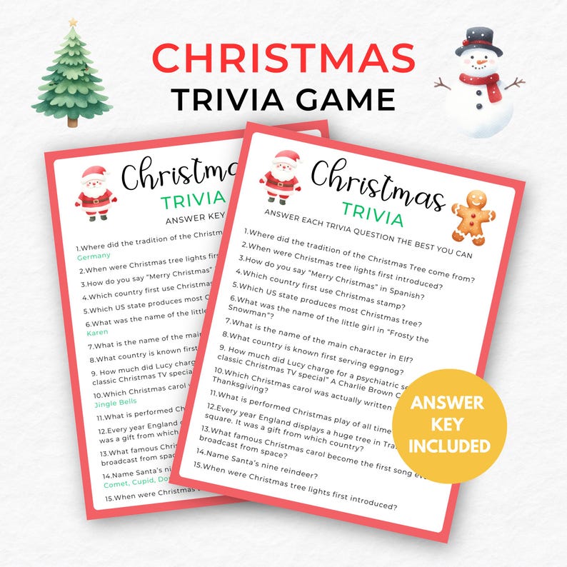 Printable Christmas Games | Christmas Quiz | for Work or Family Party ...