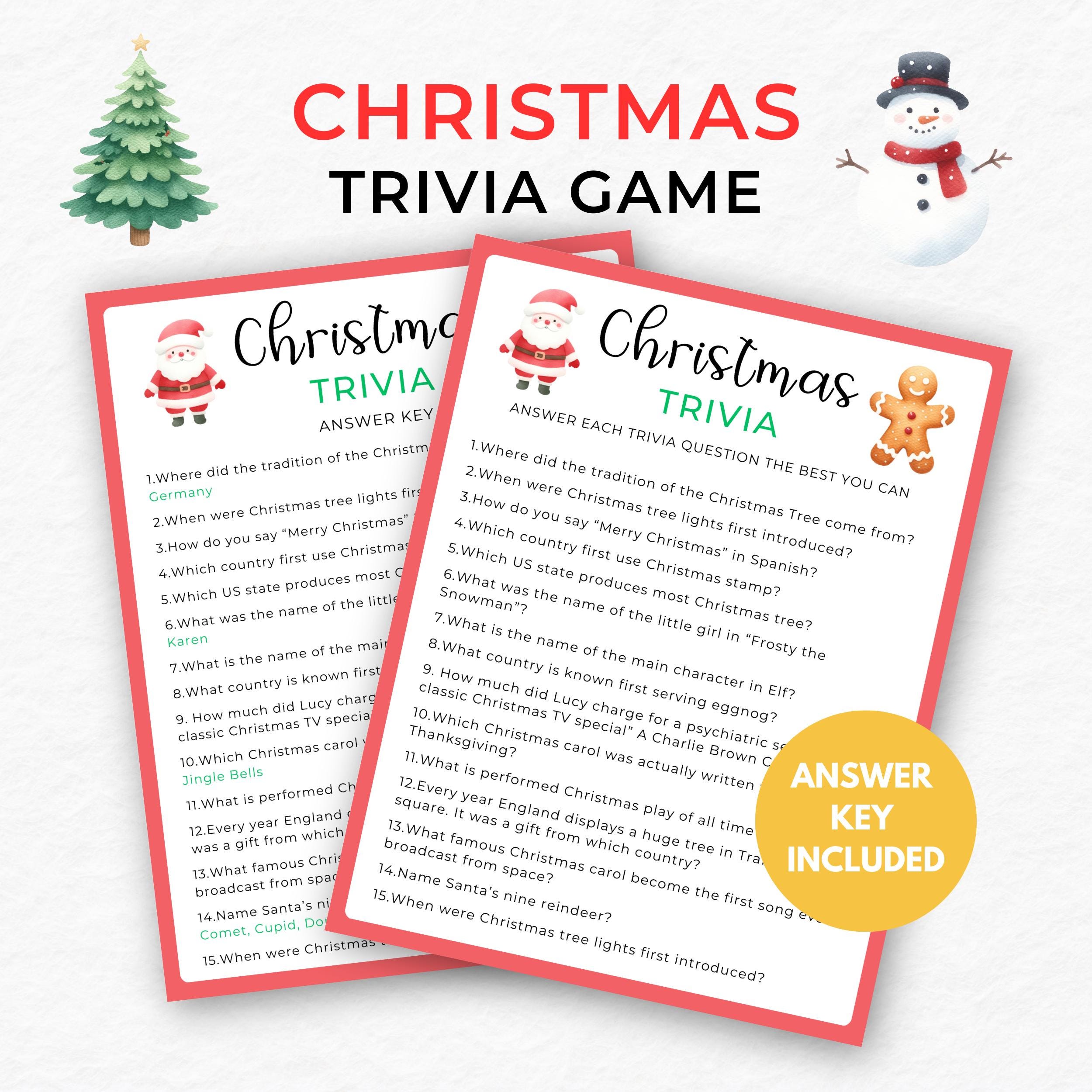 Printable Christmas Games | Christmas Quiz | for Work or Family Party ...