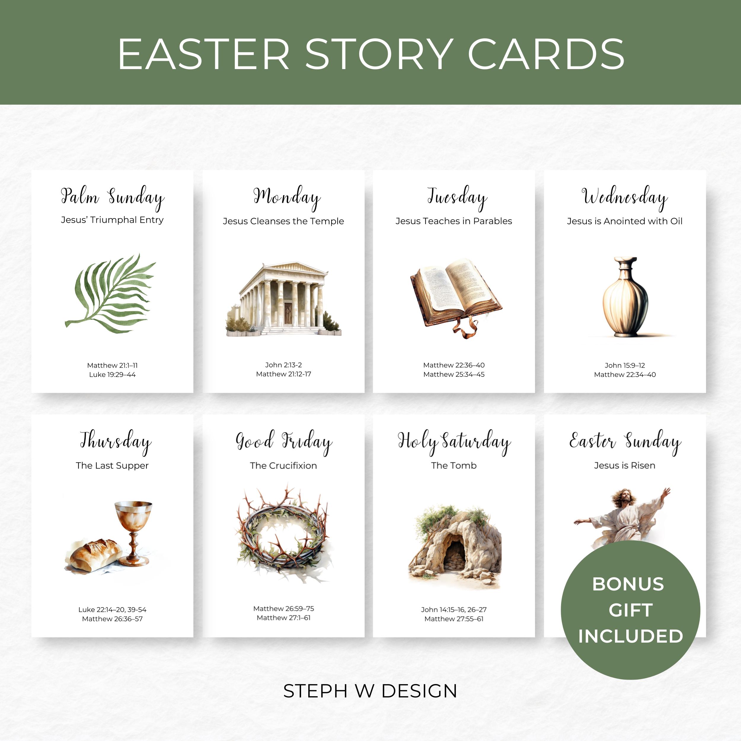 Holy Week Bible Study Cards, Easter Advent Cards, Printable Holy Week ...