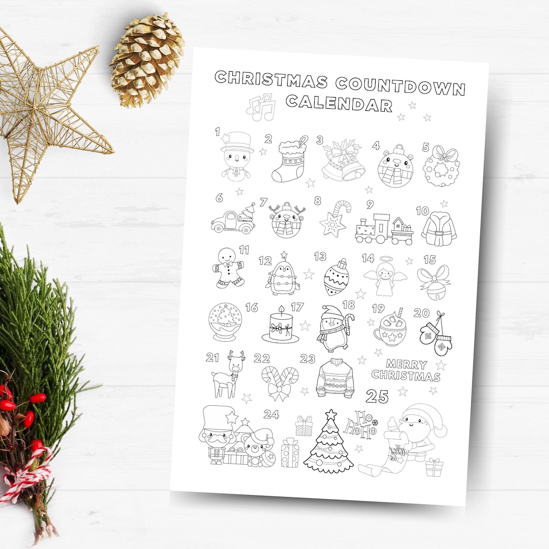 Christmas Countdown Poster,christmas Activity, Christmas Coloring ...