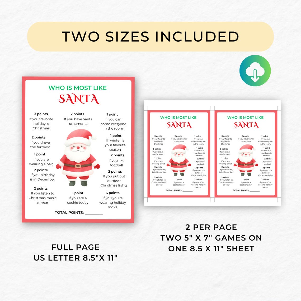 Christmas Who is Most Like Santa Game,printable Holiday Activity for ...