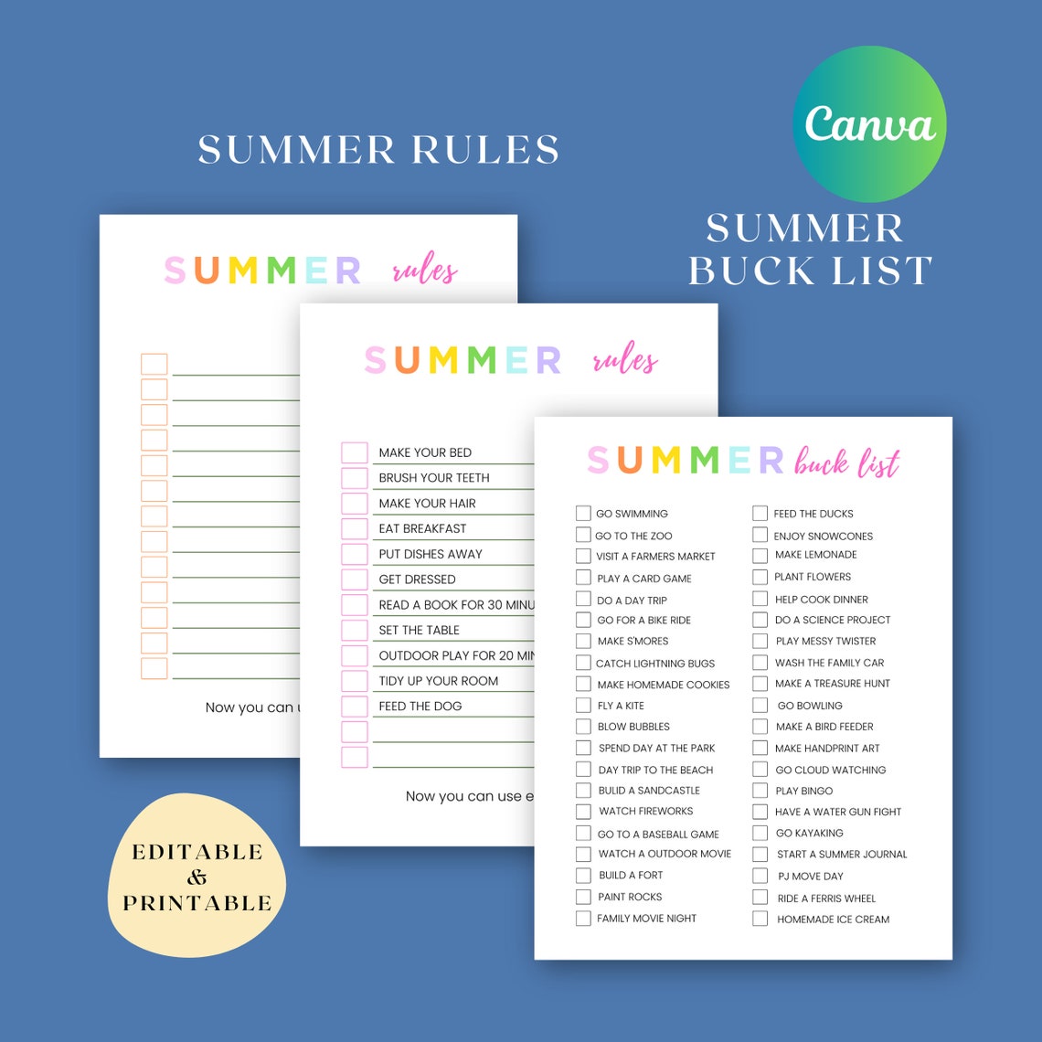 Printable Editable Summer Calendar 2024, Kid Summer Schedule, Summer ...