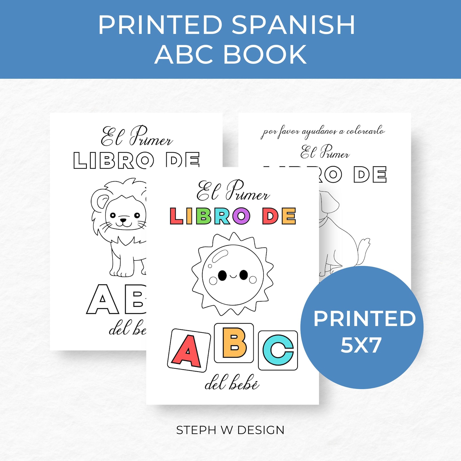 Printed 5x7 Spanish ABC Book, Baby's First ABC Book,baby Alphabet Book ...