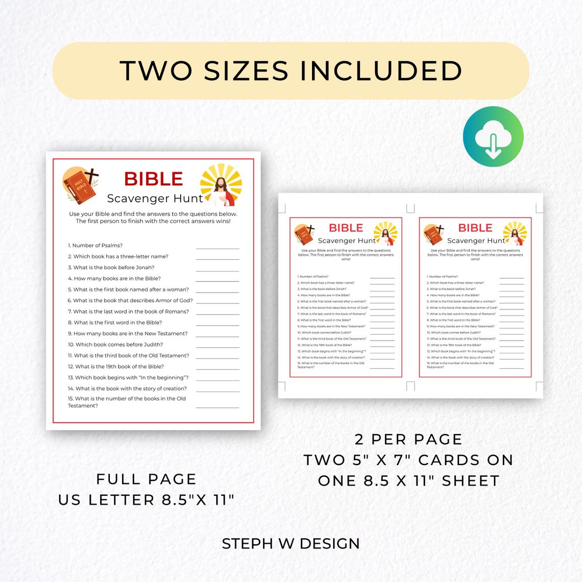 Bible Scavenger Hunt Game, Printable Bible Trivia for Kids, Fun Church ...