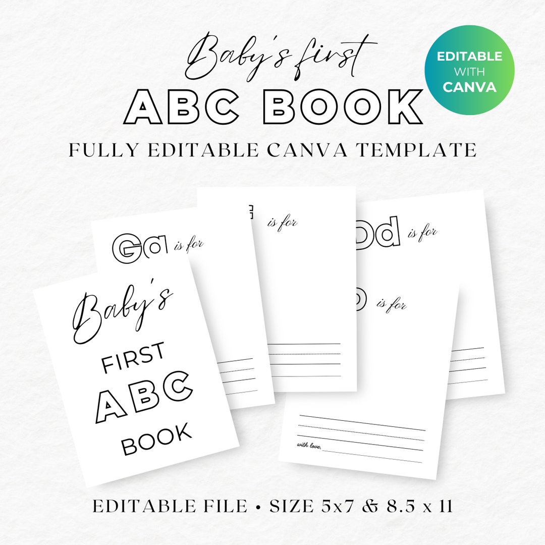 Editable Baby Shower ABC Book,first Alphabet Book,baby's First ABC Book ...
