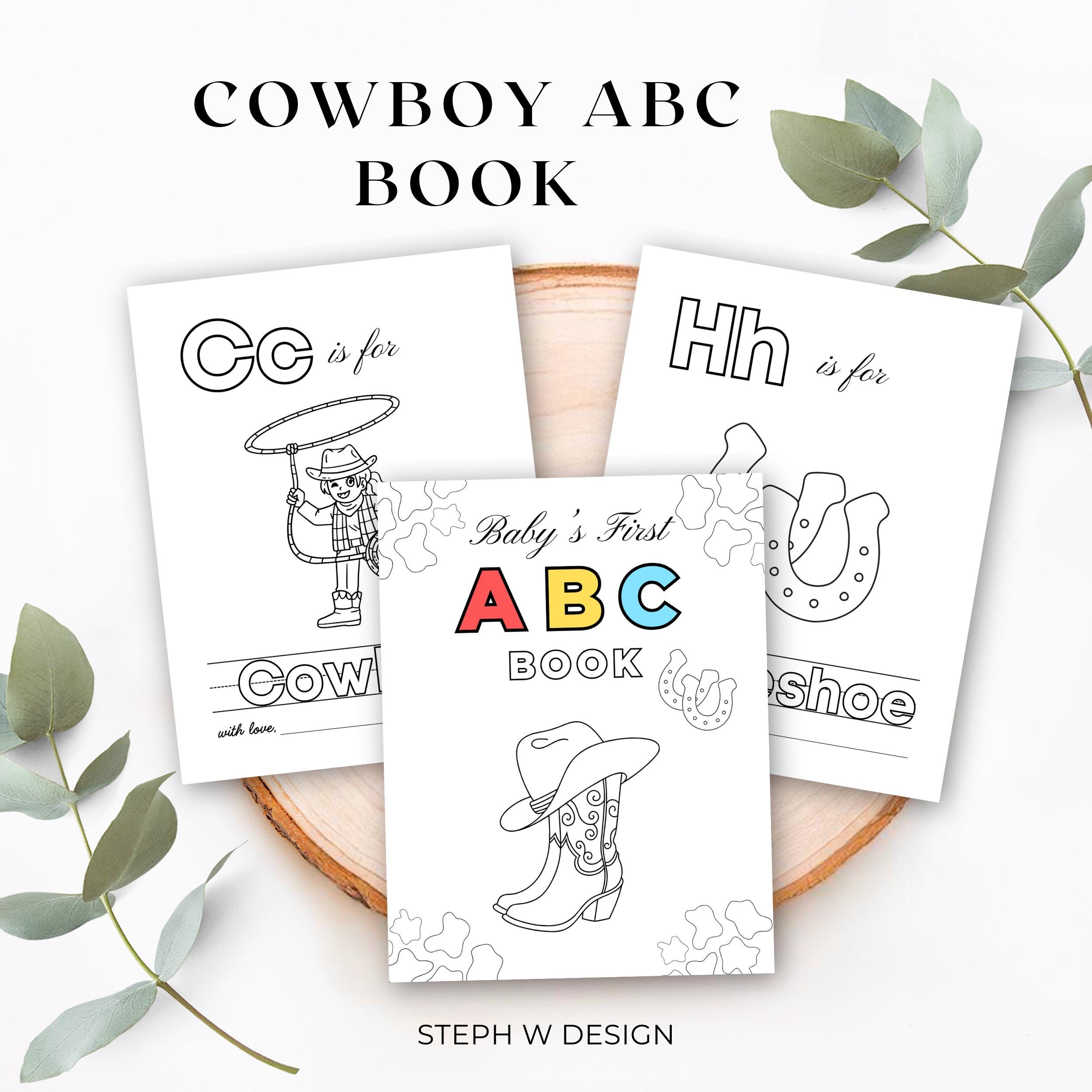 Western Cowboy ABC Coloring Book, Cowboy Baby Shower, Printable Cowboy ...