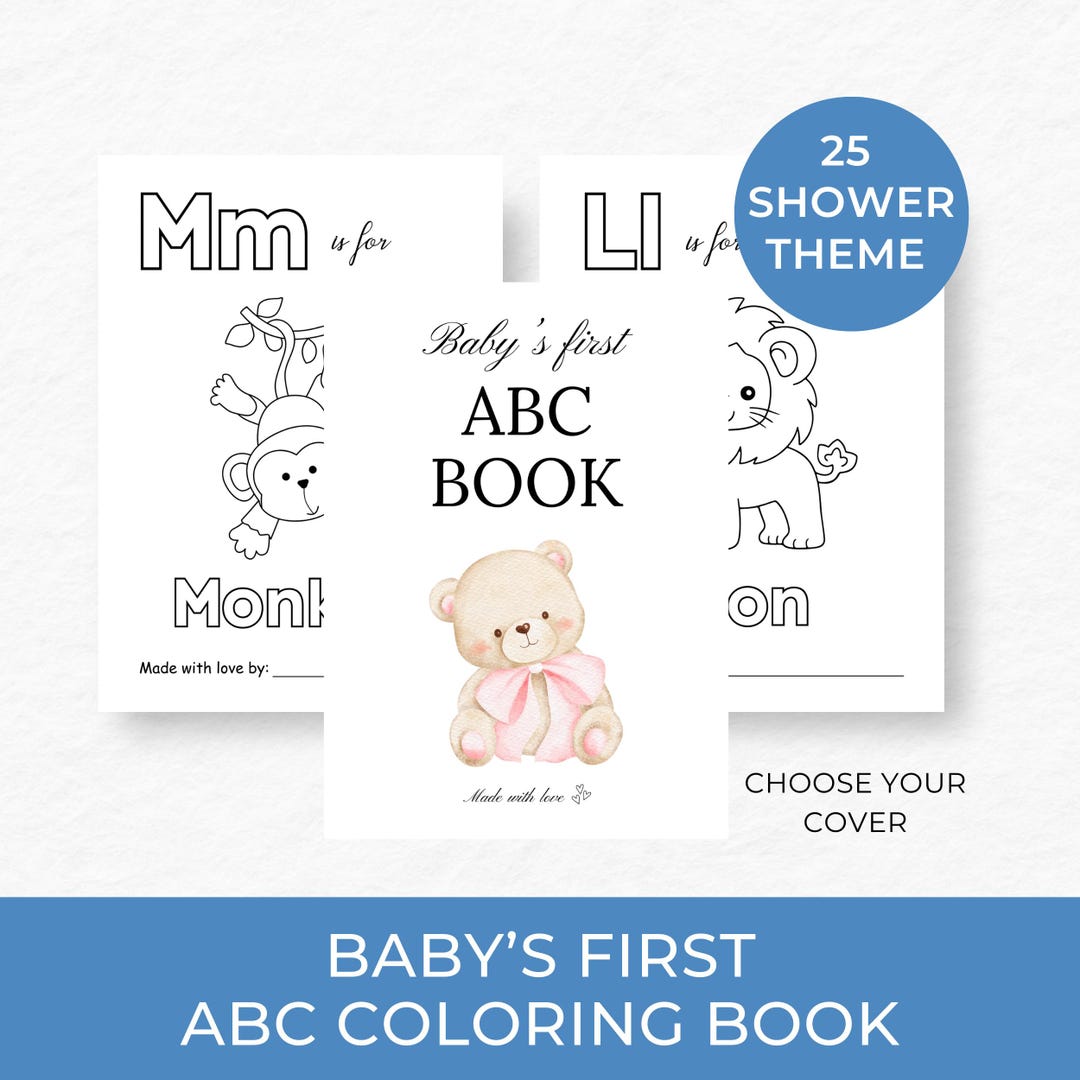 Baby Shower ABC Coloring Book,baby's First ABC Book, Alphabet Animal ...