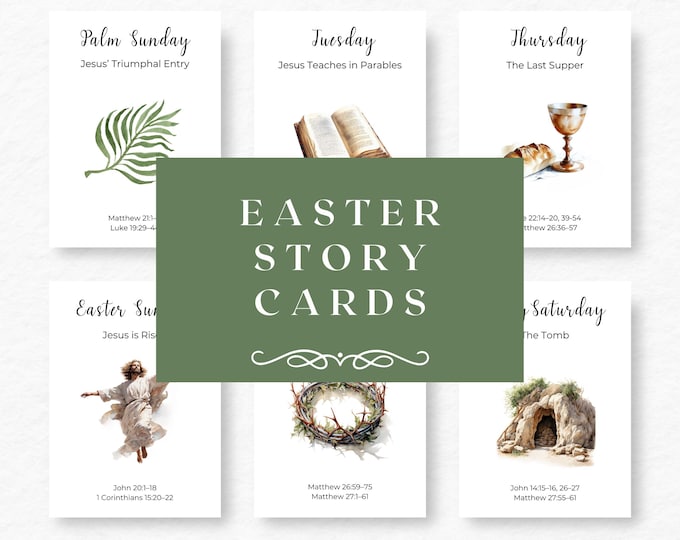 Christian Easter Holy Week Advent Study Cards, Holy Week Printable ...