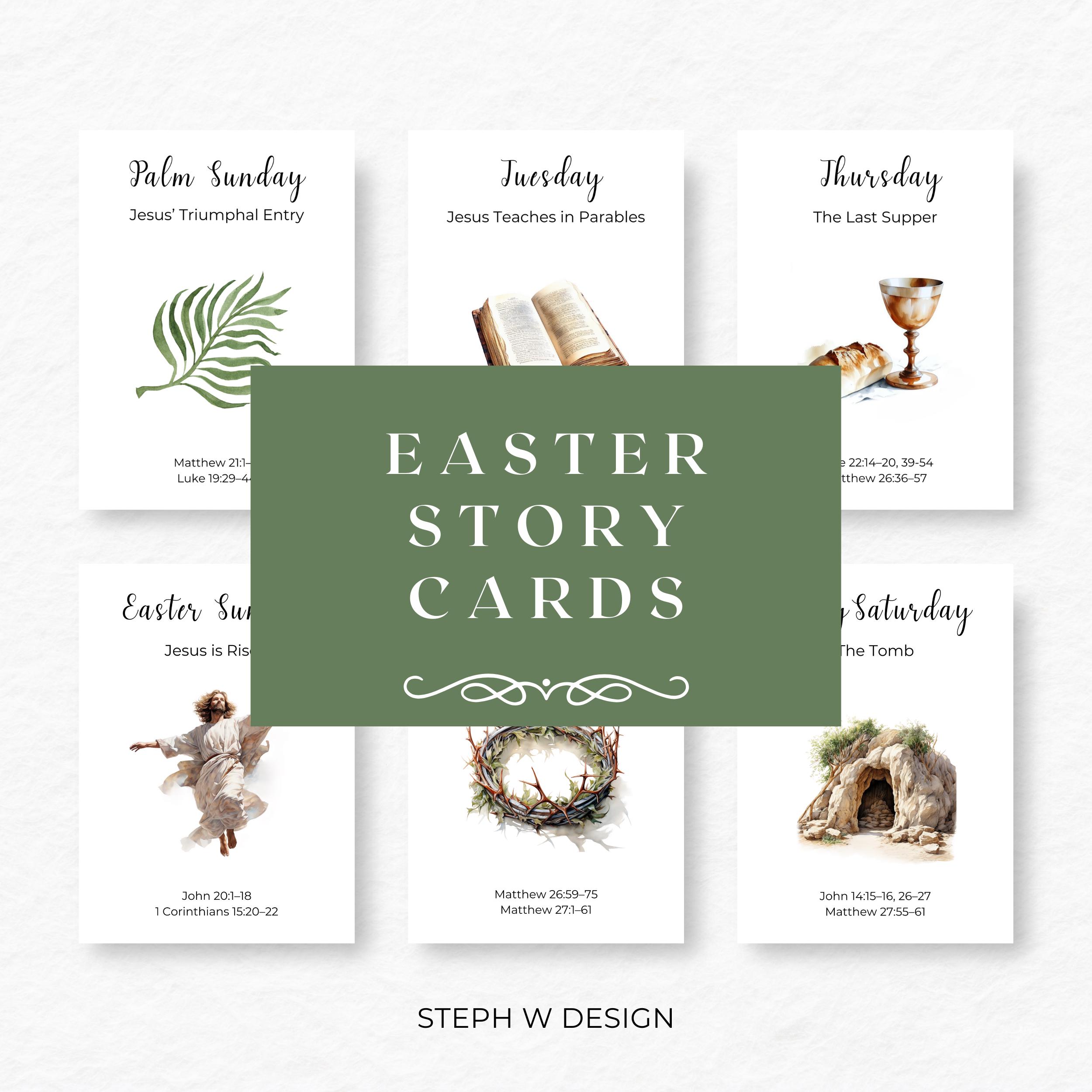 Holy Week Bible Study Cards, Easter Advent Cards, Printable Holy Week ...
