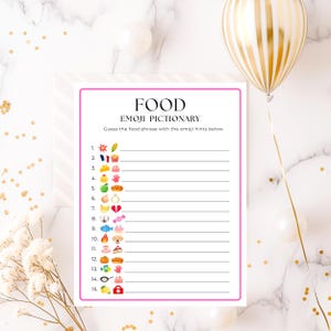 Food Emoji Pictionary, Emoji Game, Printable Game, Family Game Night ...