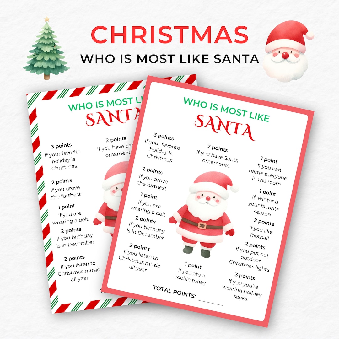 Who is Most Like Santa Game, Christmas Party Game, Funny Christmas ...