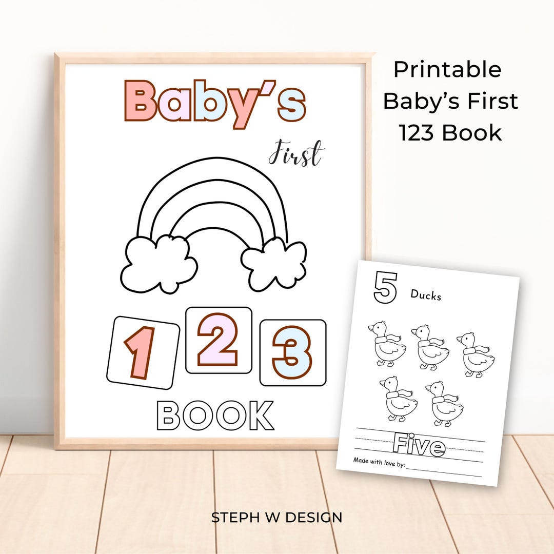 Baby Shower 123 Book, Baby's First Coloring Book,printable Baby Shower ...