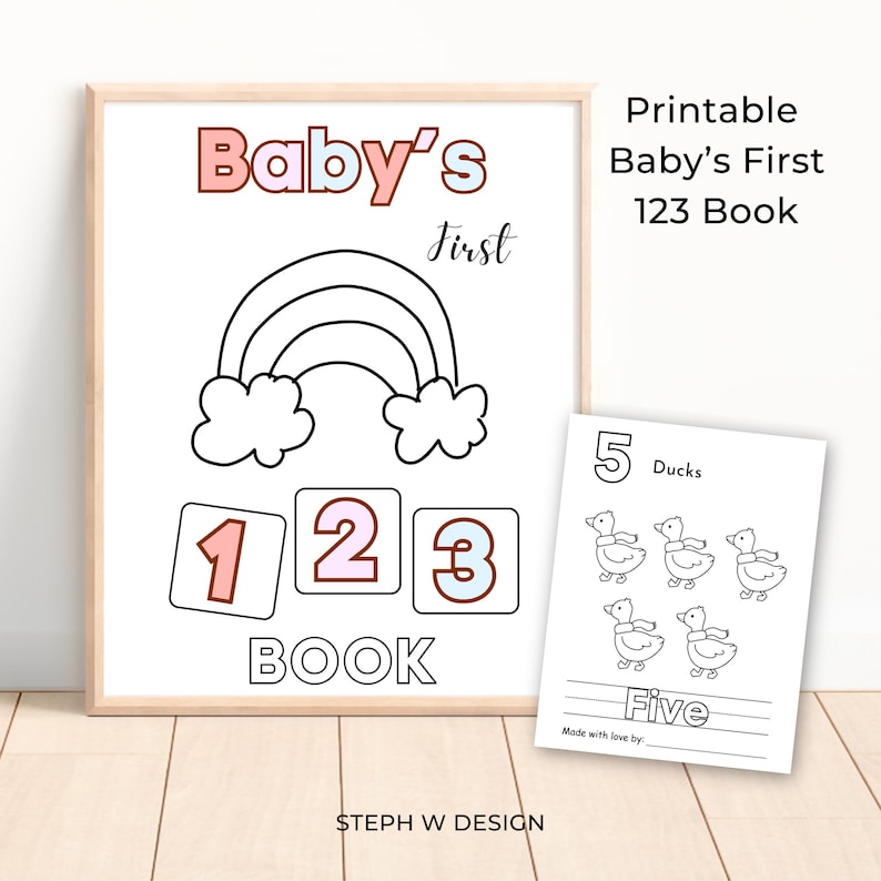 Baby Shower 123 Book, Baby's First Coloring Book,printable Baby Shower ...