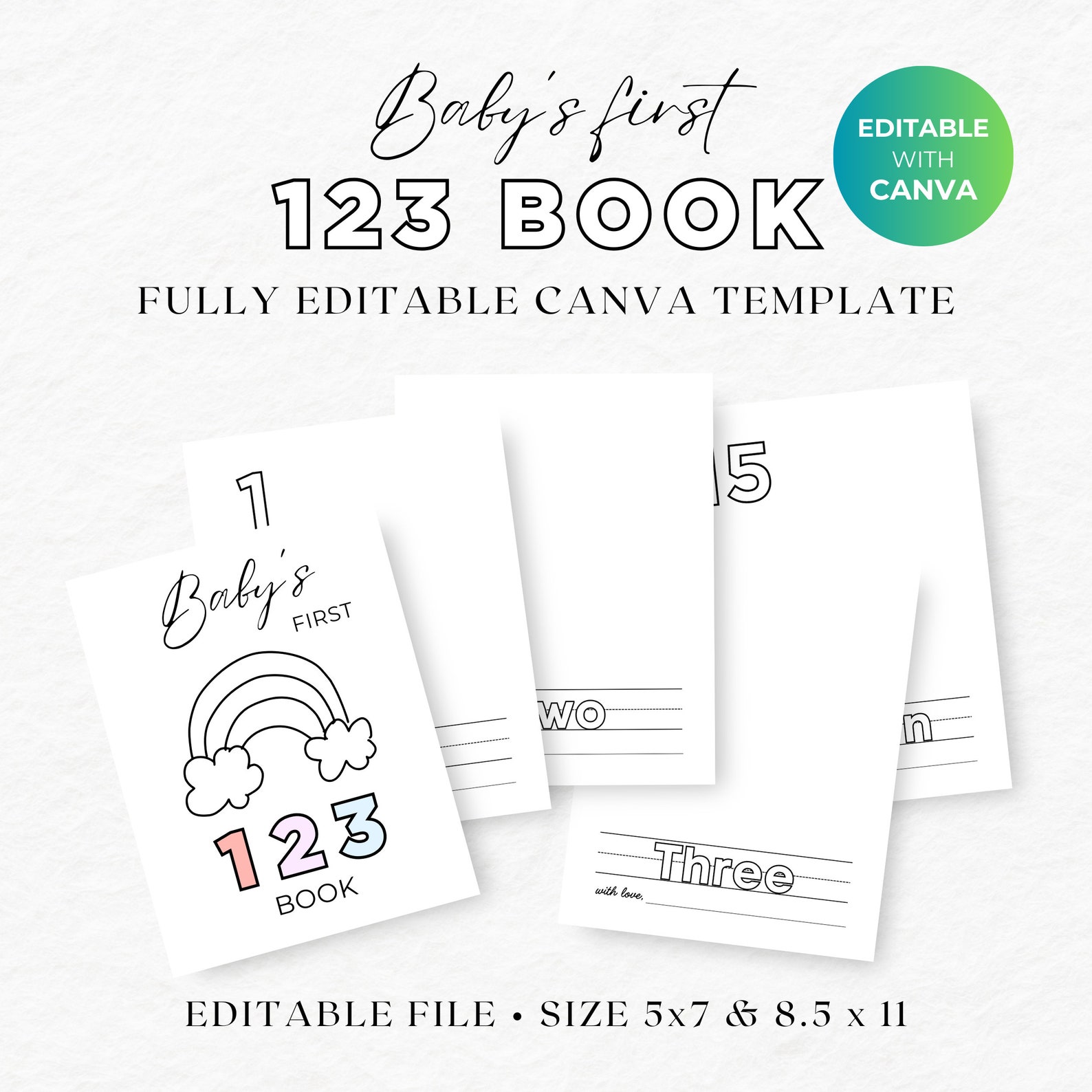 Editable Baby Shower ABC and 123 Book,first Alphabet Book,baby's First ...