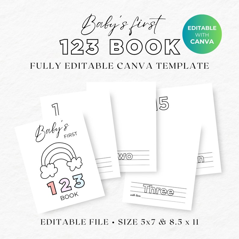 Editable Baby Shower ABC and 123 Book,first Alphabet Book,baby's First ...