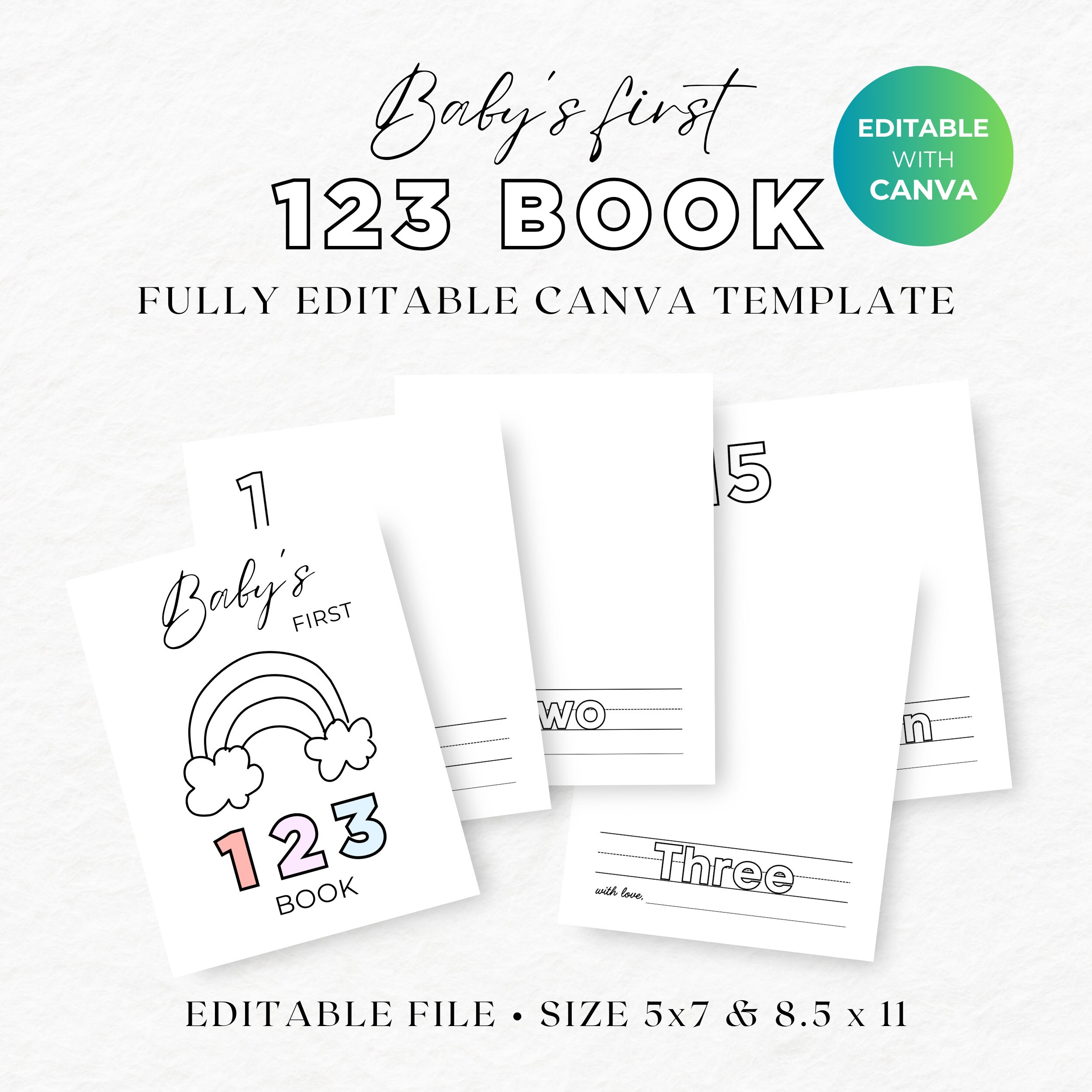 Editable Baby Shower ABC and 123 Book,first Alphabet Book,baby's First ...