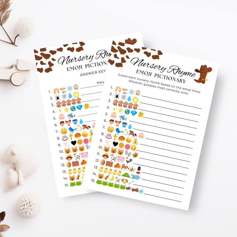 Western Nursery Rhyme Pictionary | Instant Download | Baby Emoji Game ...